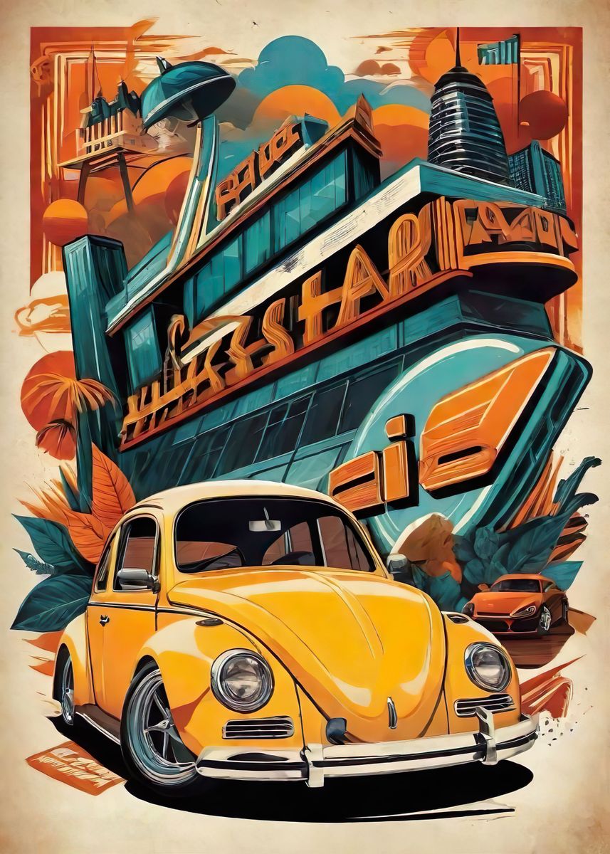 'Classic Car Vintage Style' Poster, picture, metal print, paint by ...