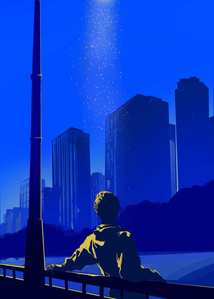 'Workers under street light' Poster, picture, metal print, paint by ...