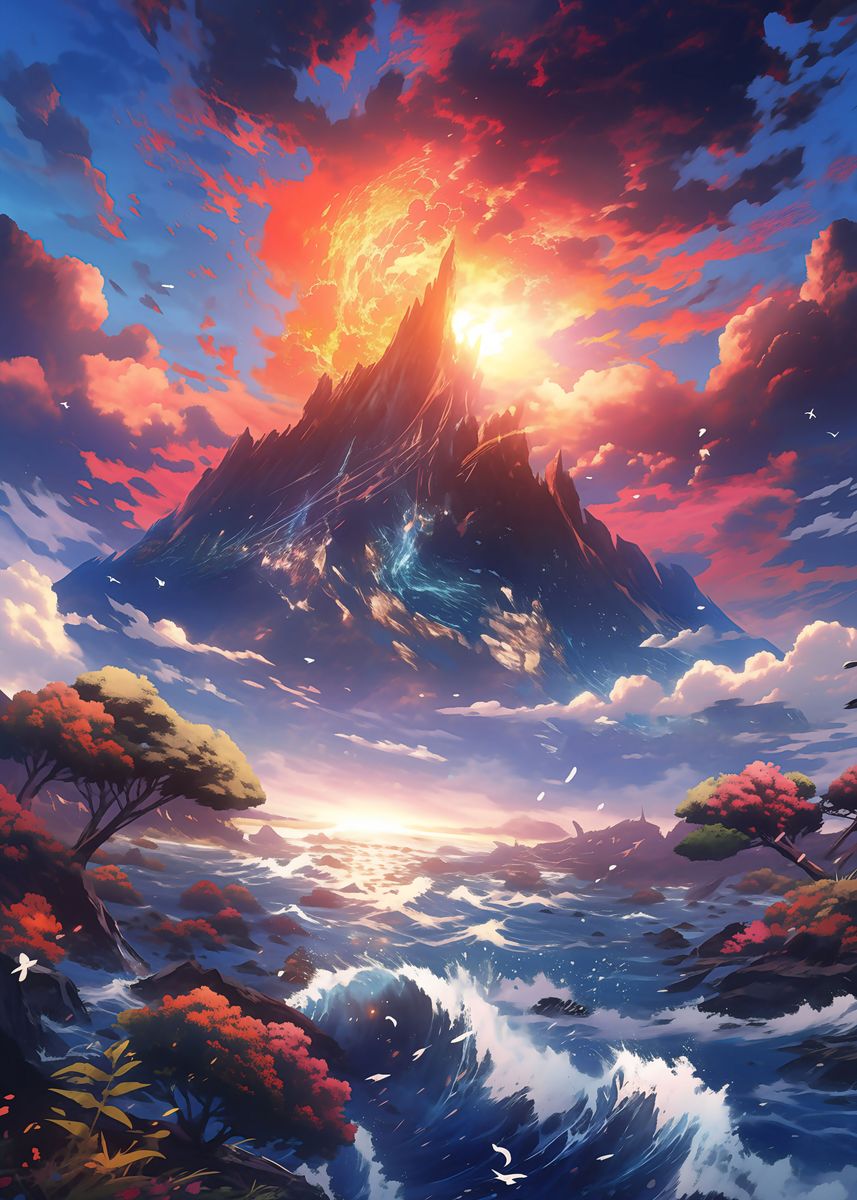 'Vubrant mountain' Poster, picture, metal print, paint by Hako | Displate