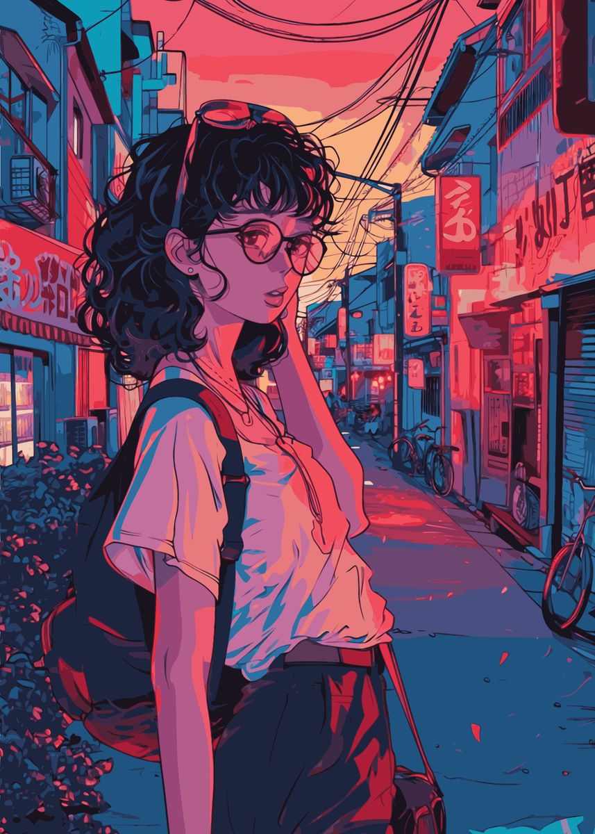 'Nostalgic 90s Anime Vibes' Poster, picture, metal print, paint by ...