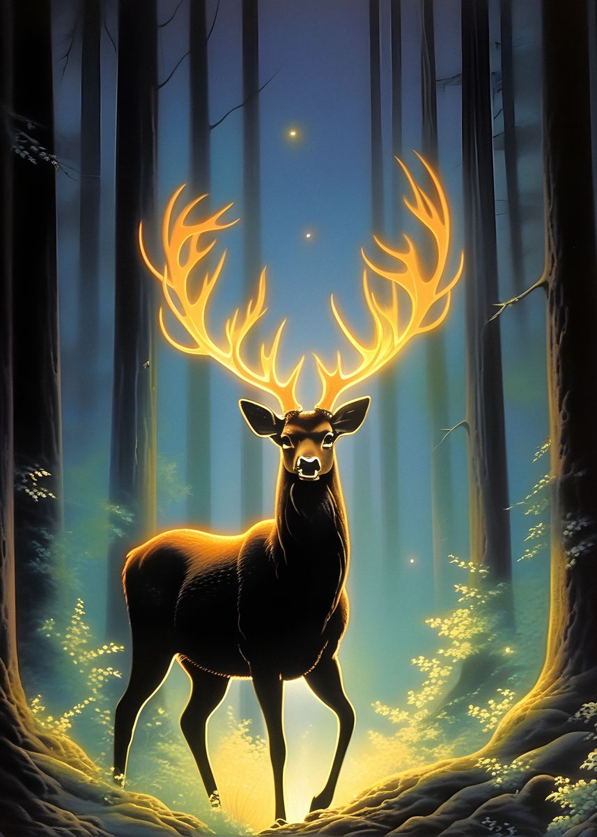 'Magical Deer' Poster, picture, metal print, paint by vandervisuals ...