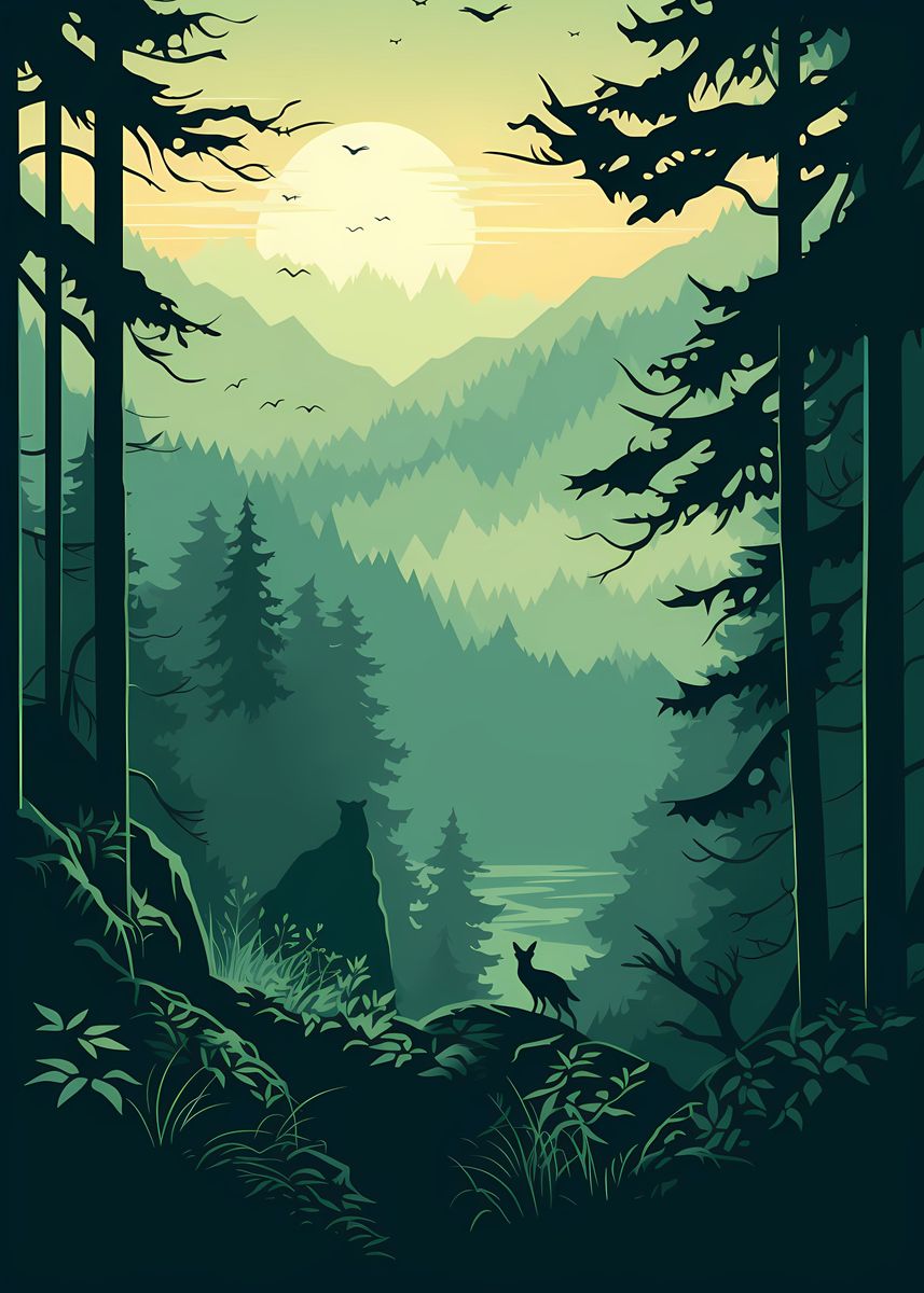 'Forest Life' Poster, picture, metal print, paint by Mamanisme Art ...