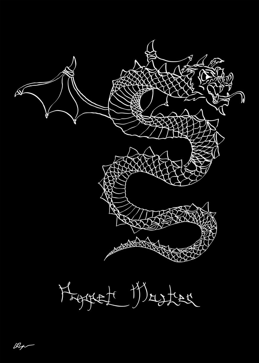 'Linework Dragon Tattoo' Poster, picture, metal print, paint by Elijah ...