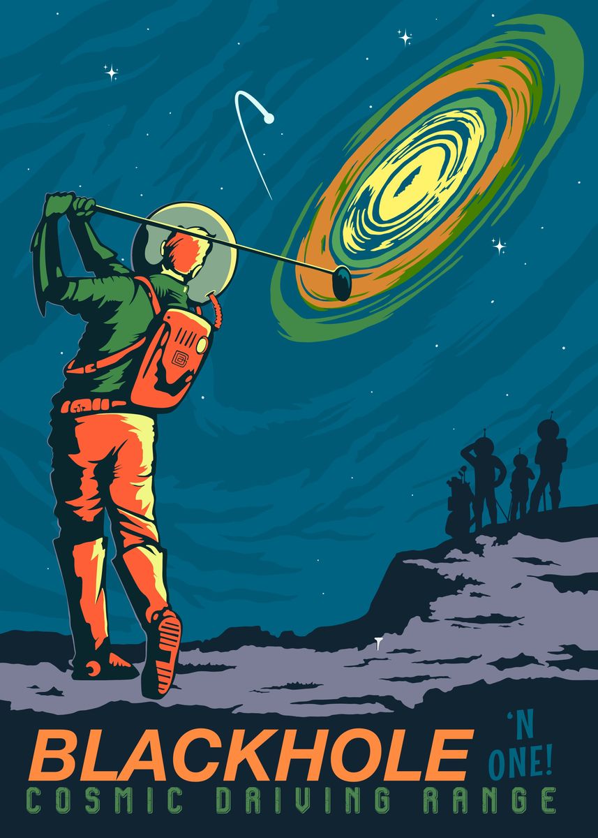 'Golf in space' Poster, picture, metal print, paint by Selja Cute ...