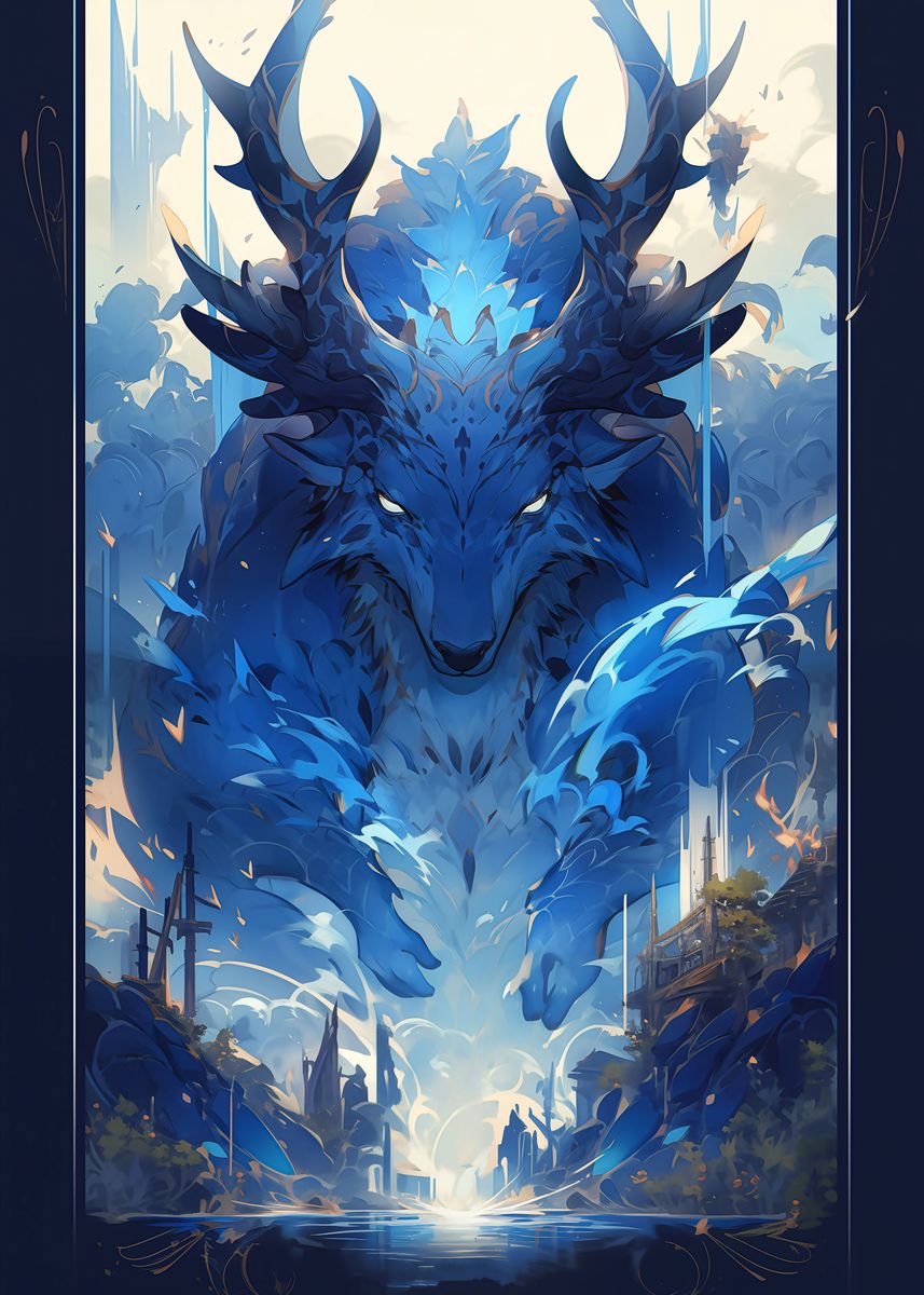 'Cyber Stag' Poster, picture, metal print, paint by Hako | Displate