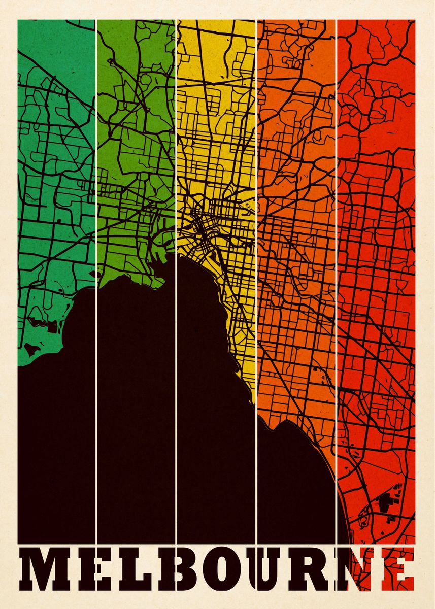 'Melbourne VIC Australia' Poster, picture, metal print, paint by Ryan ...