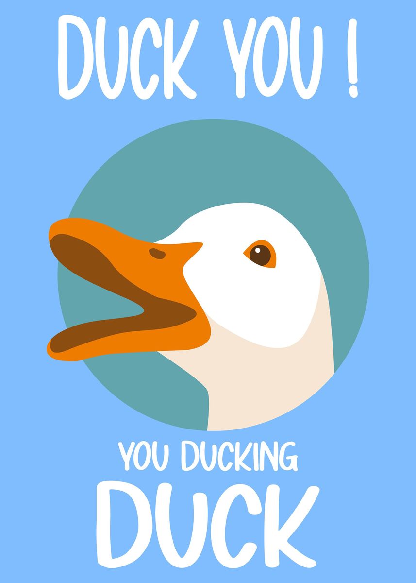 'Funny Duck Head' Poster, picture, metal print, paint by Deni Firkins ...