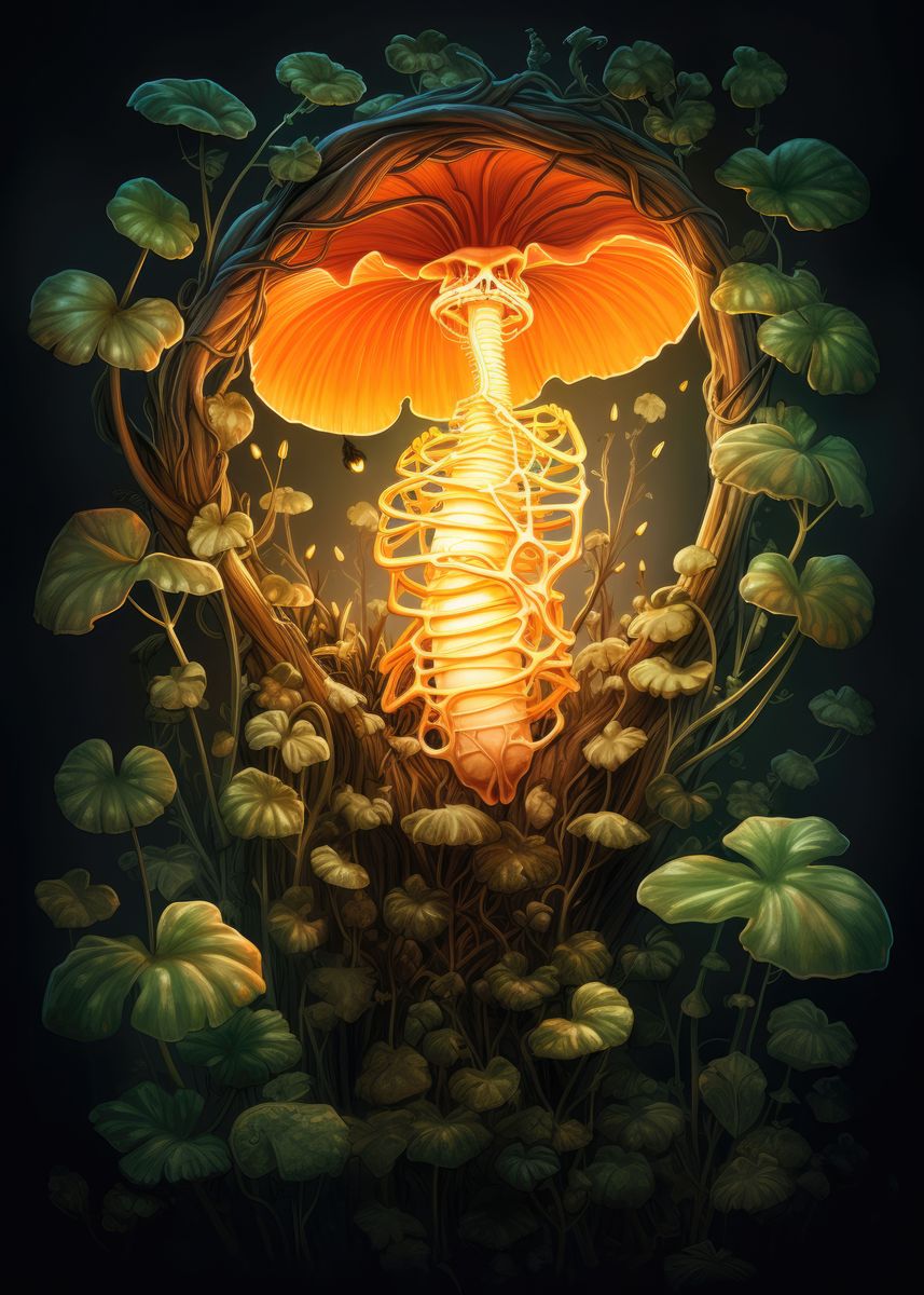 'Skeleton mushroom' Poster, picture, metal print, paint by Mezma and ...