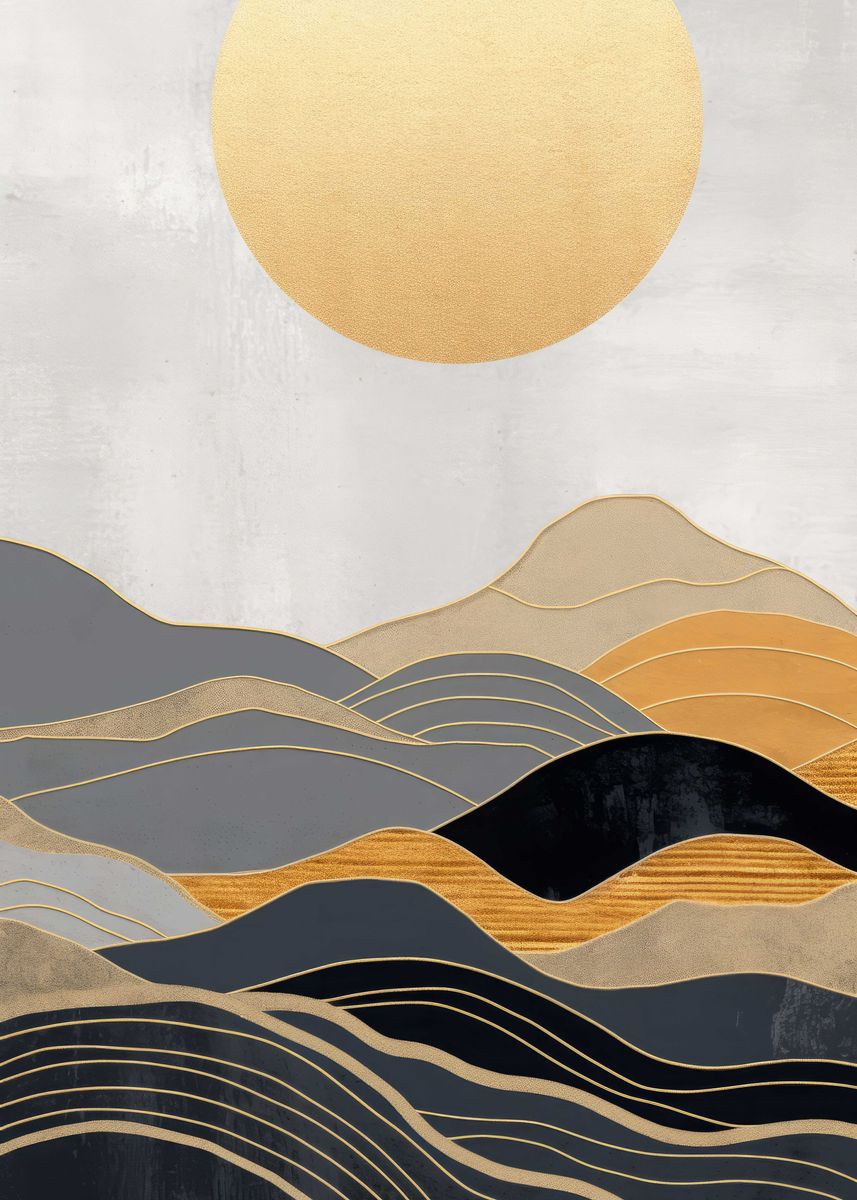 'Land Abstract Gold Decor' Poster, picture, metal print, paint by ...