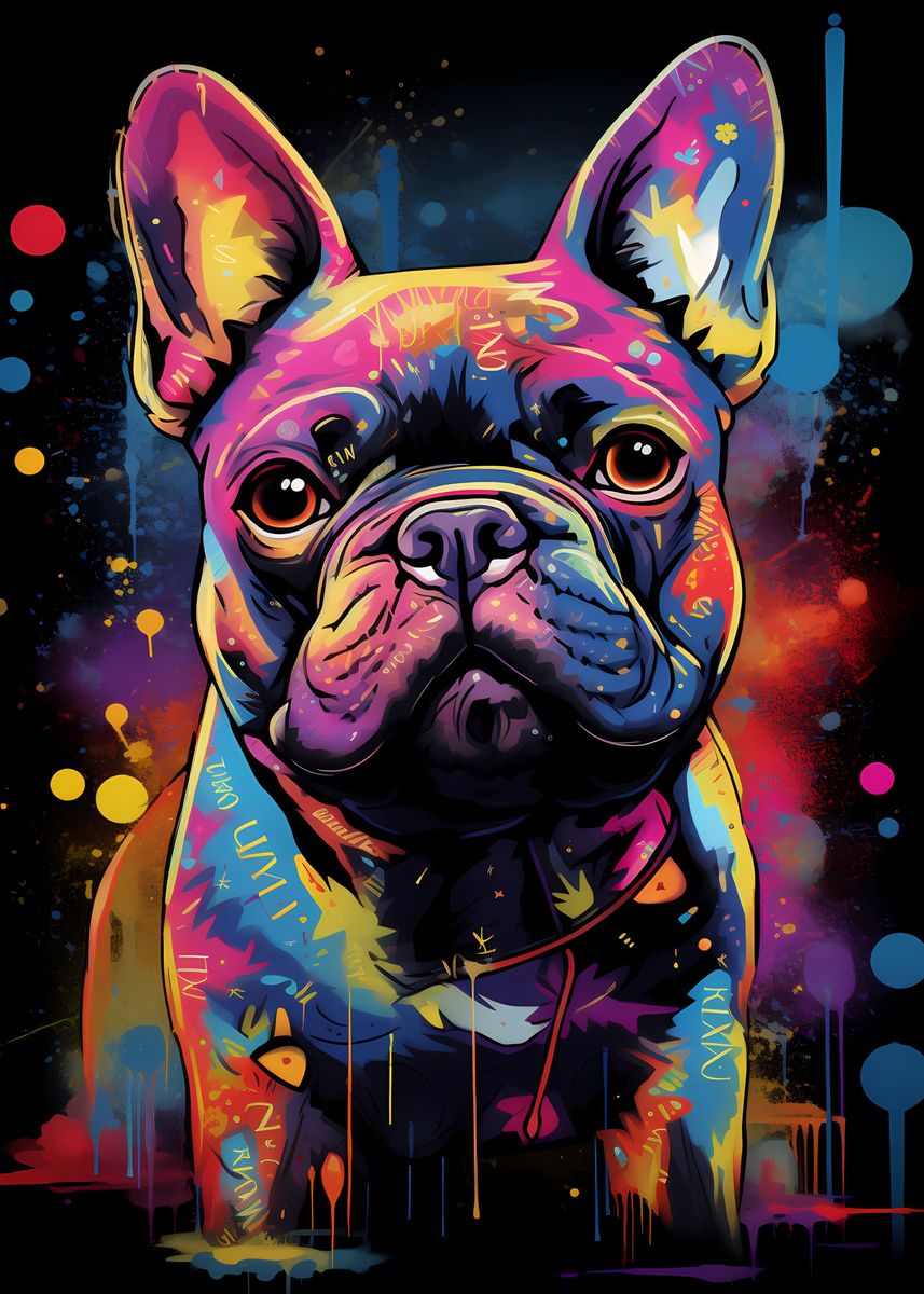 'Graffiti French Bulldog' Poster, picture, metal print, paint by ...