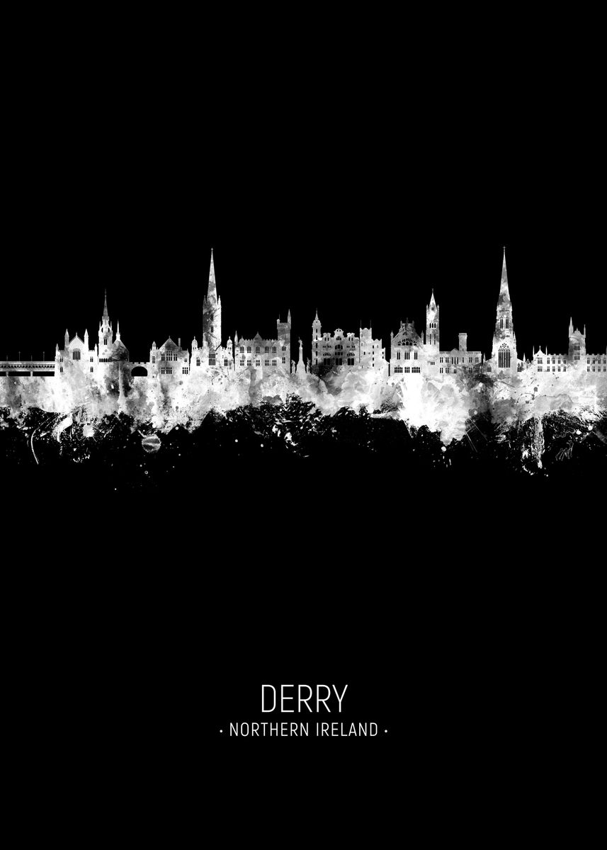 'Derry Skyline N Ireland' Poster, picture, metal print, paint by ...