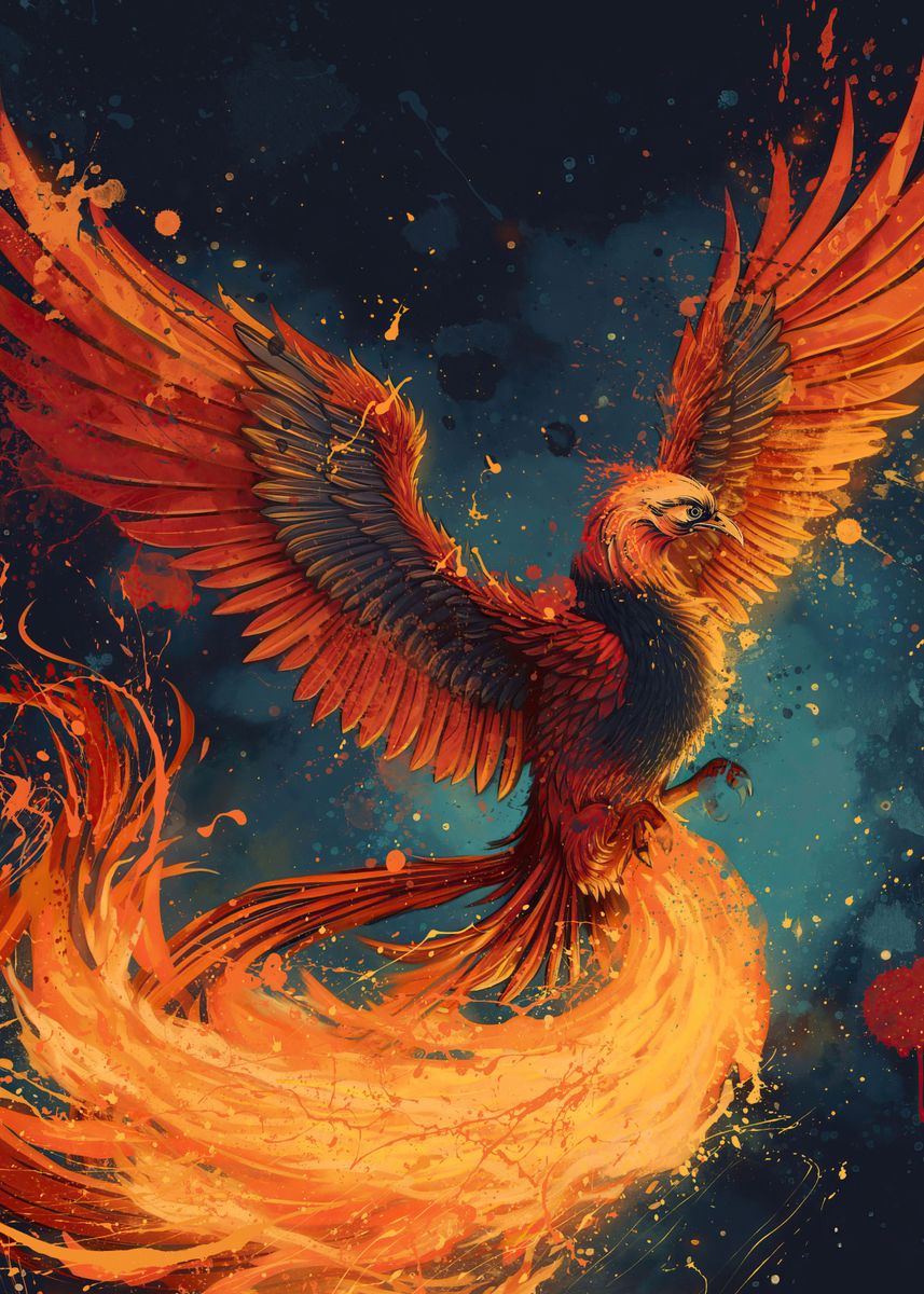 'Retro Phoenix Poster' Poster, picture, metal print, paint by lumale ...
