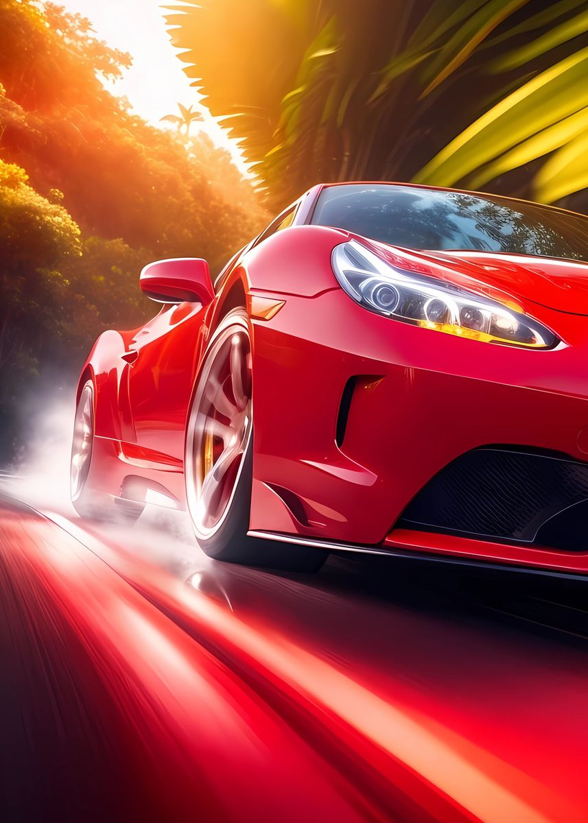 'Red car' Poster, picture, metal print, paint by Oleksandr Kovalov ...