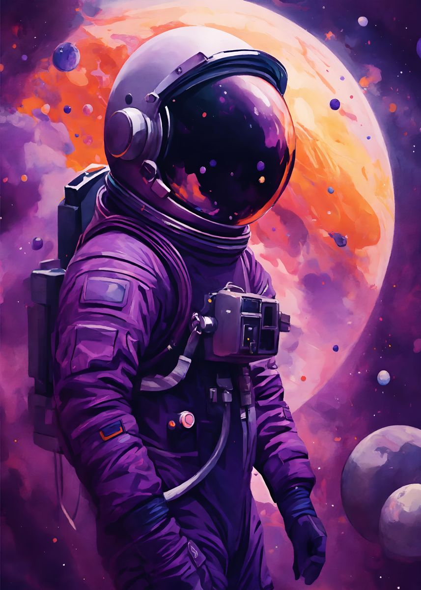 'Purple Astro' Poster, picture, metal print, paint by Marcelo Vieira ...