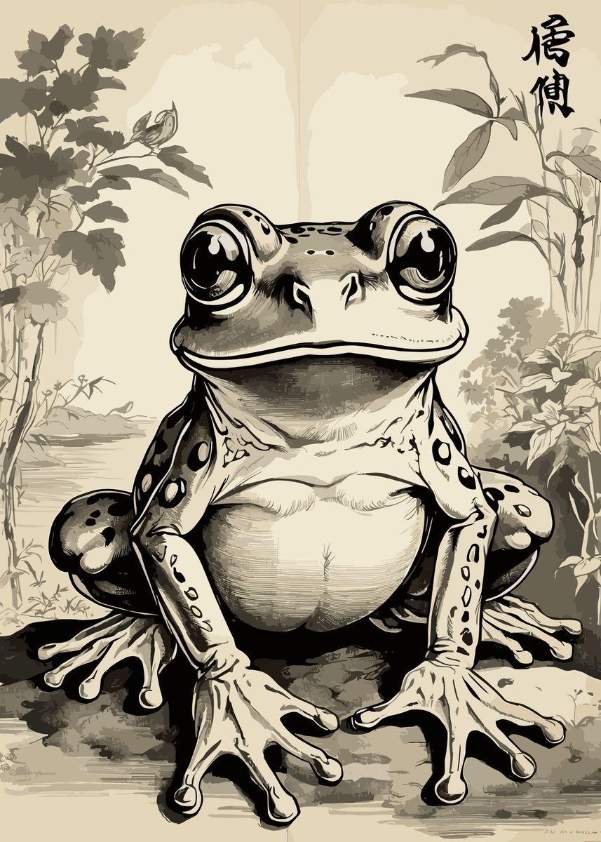 'Vintage Frog' Poster, picture, metal print, paint by Vicky Hanggara ...