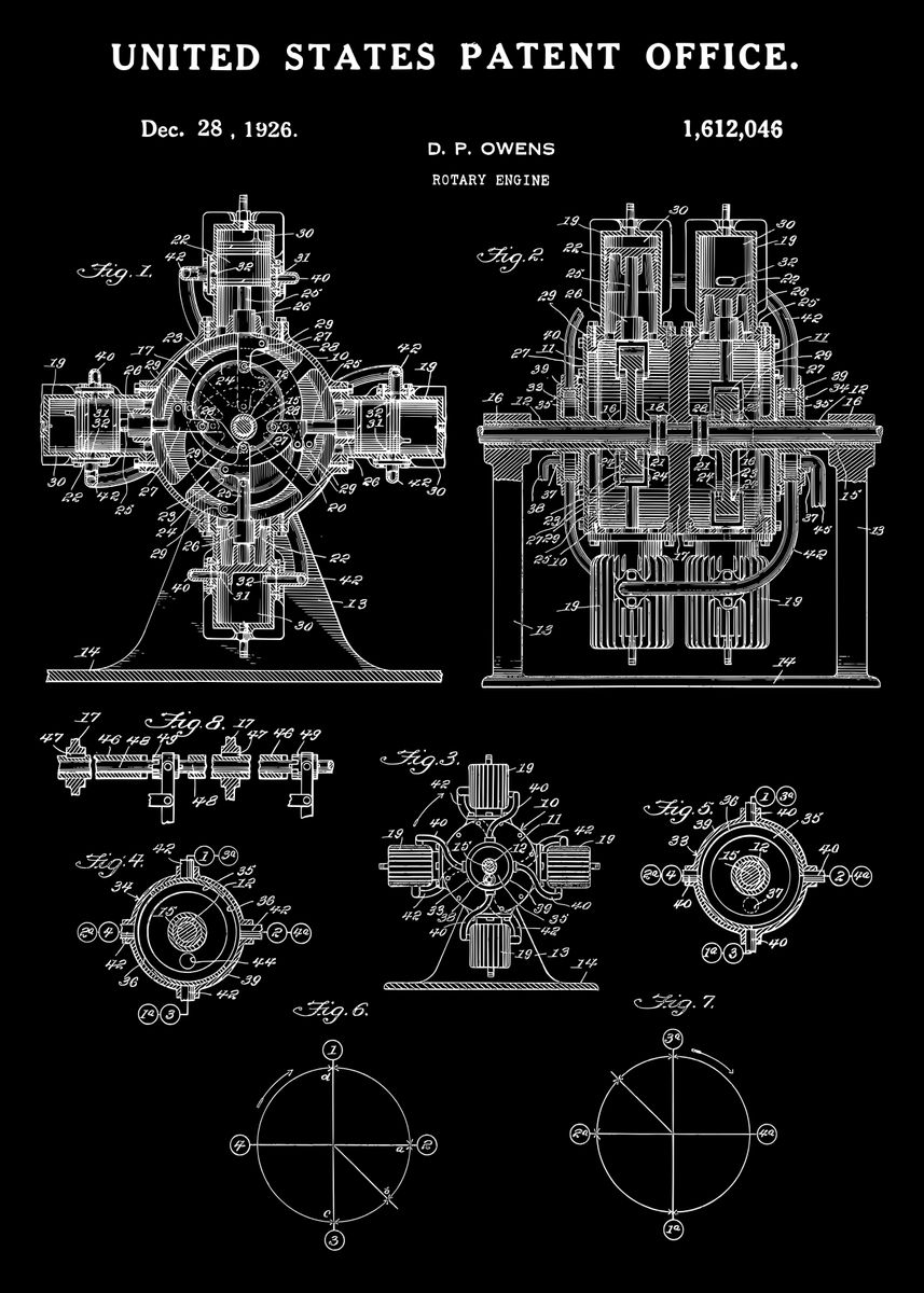 'Rotary engine patent' Poster, picture, metal print, paint by Sam Kal ...