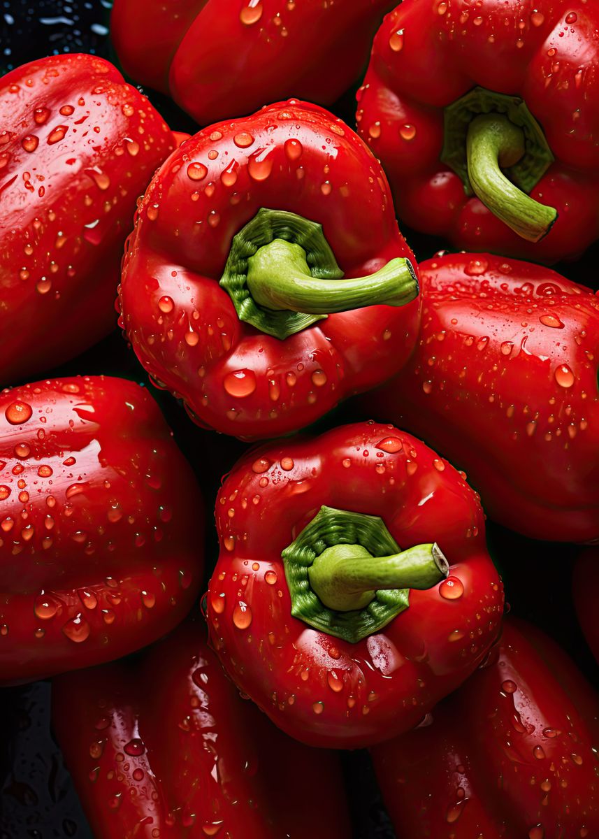 'Red Peppers' Poster, picture, metal print, paint by Jerhus | Displate