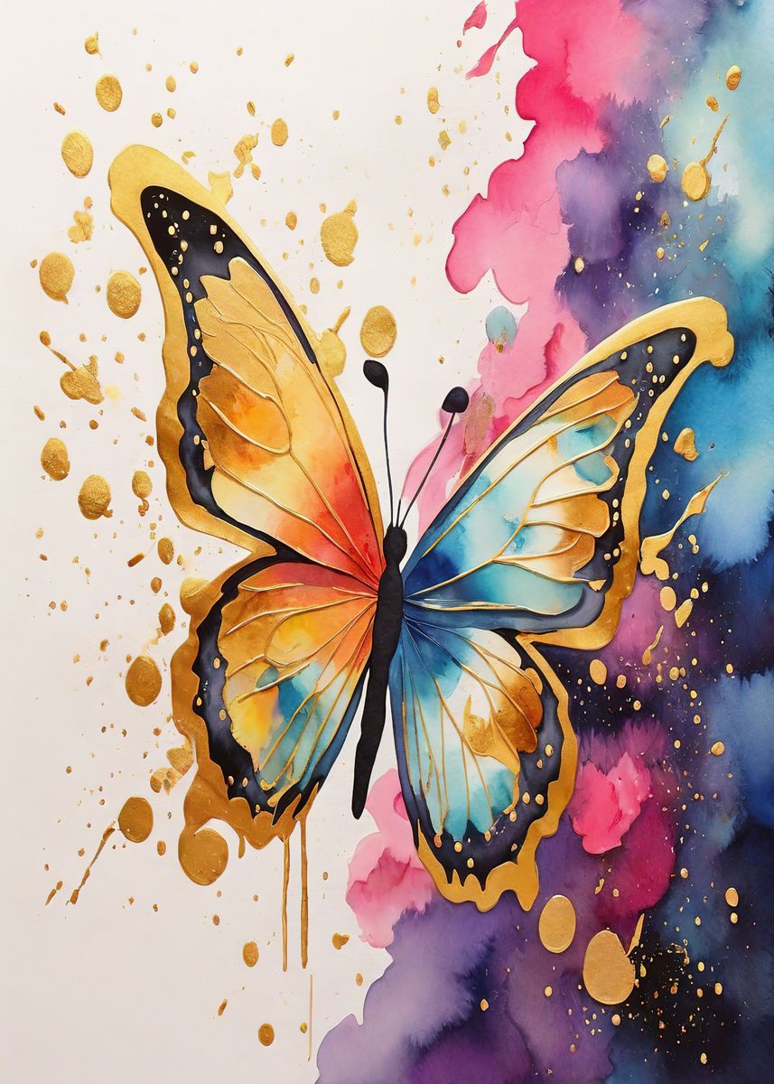 'Colorful Butterfly' Poster, picture, metal print, paint by AwesomeArts ...