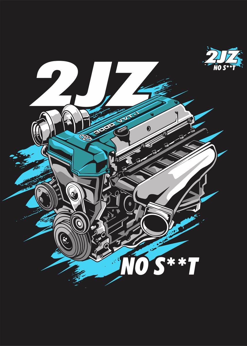 '2JZ Engine Japan Legendary' Poster, picture, metal print, paint by ...