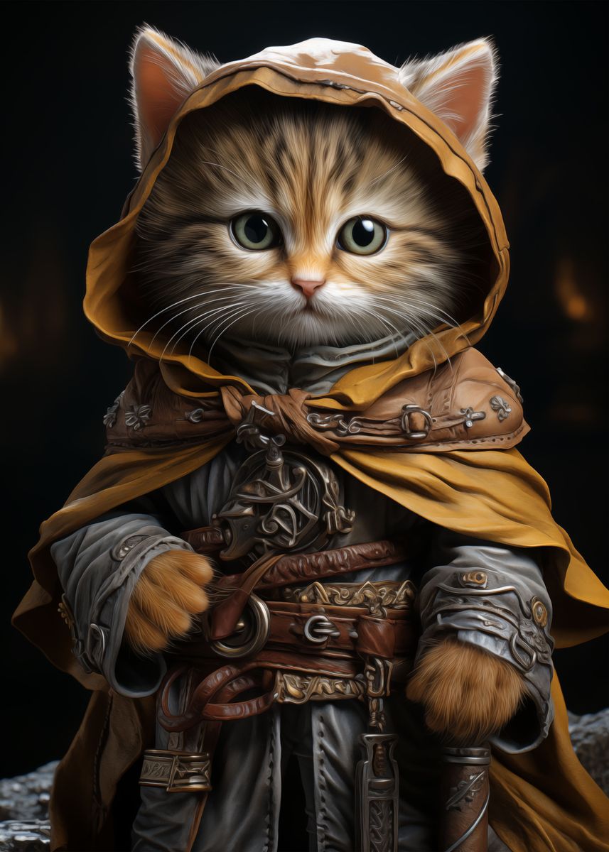 'Medieval Cat' Poster, picture, metal print, paint by Nerdworld 1 ...