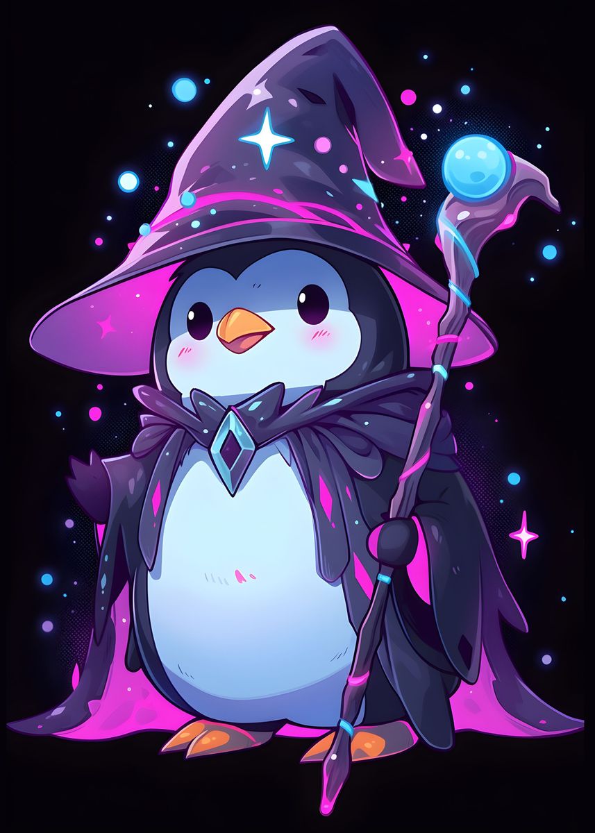 'Cute Magical Penguin' Poster, picture, metal print, paint by Alexander ...