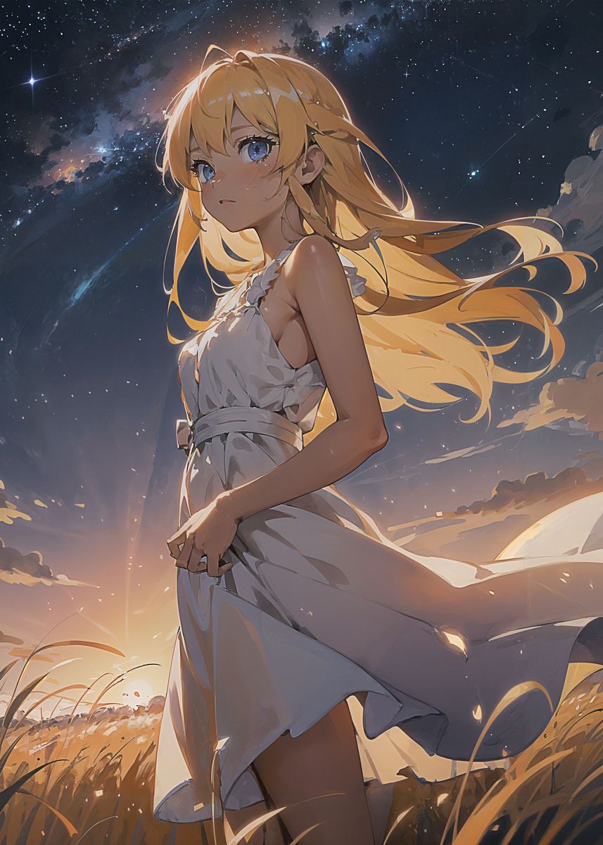 'Anime Starfield Girl' Poster, picture, metal print, paint by Wokaisho ...