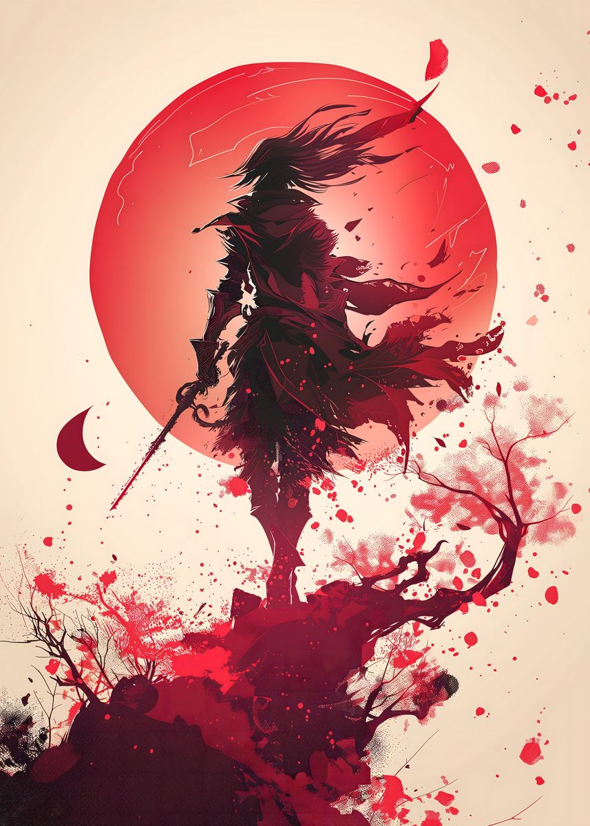 'Anime Warrior Red' Poster, picture, metal print, paint by Gyo Renders ...