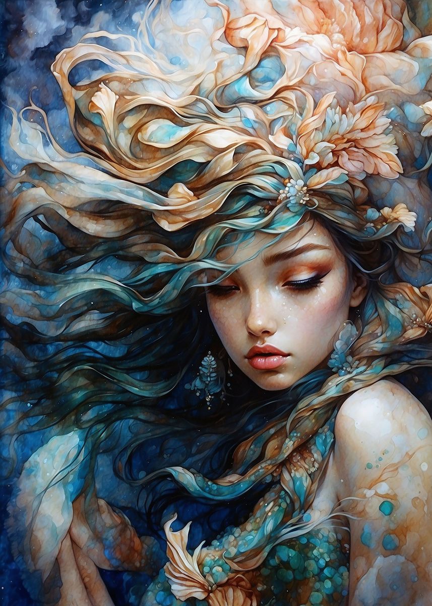 'Magic of the Mermaid' Poster, picture, metal print, paint by Shroom ...