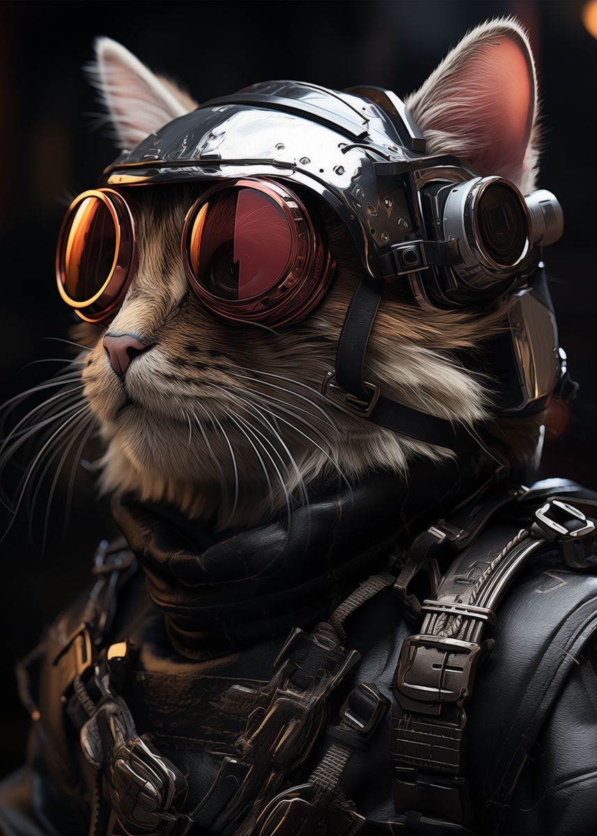 'Cyberpunk Cat' Poster, picture, metal print, paint by Nerdworld 1 ...