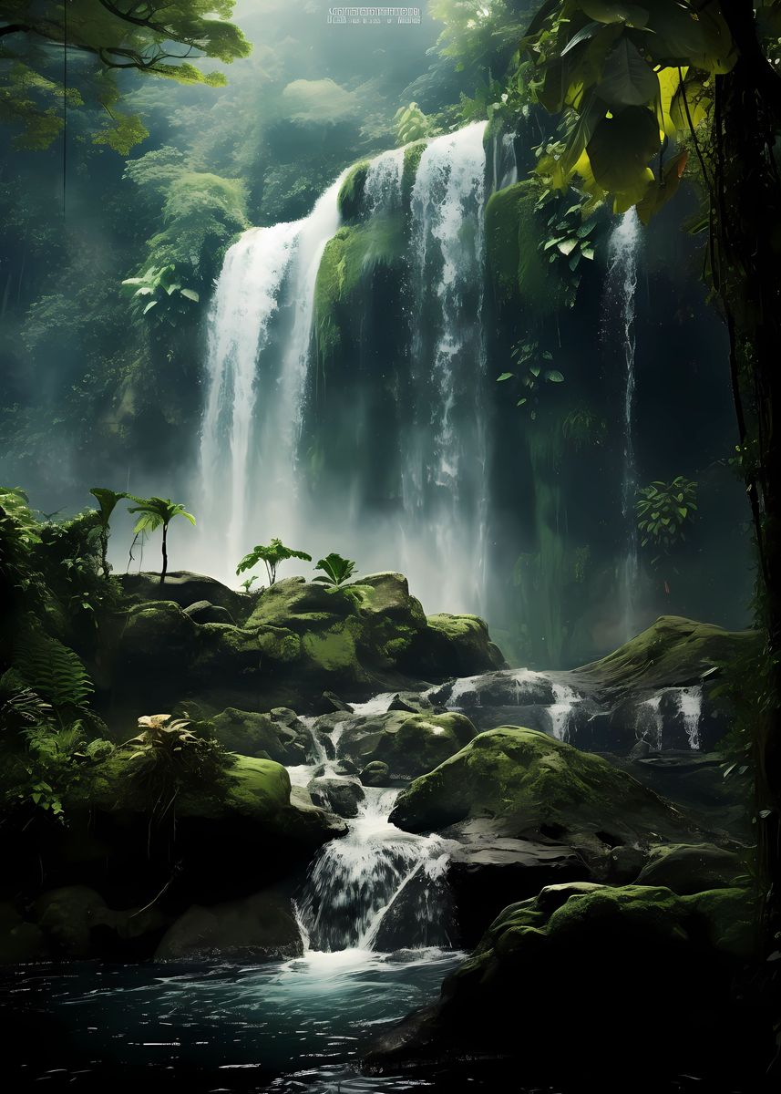 'The Jungle WaterFall' Poster, picture, metal print, paint by Caroline ...
