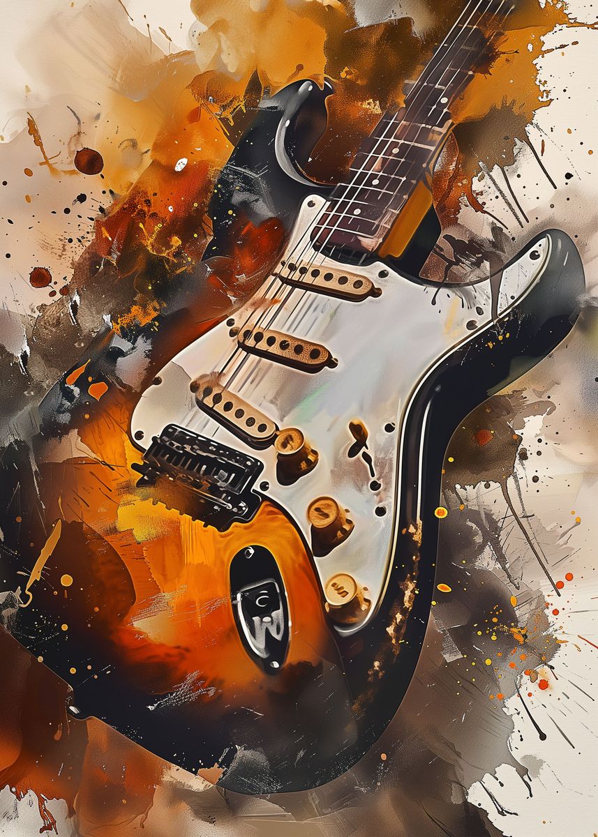 'Single Coil Guitar Poster' Poster, picture, metal print, paint by ...
