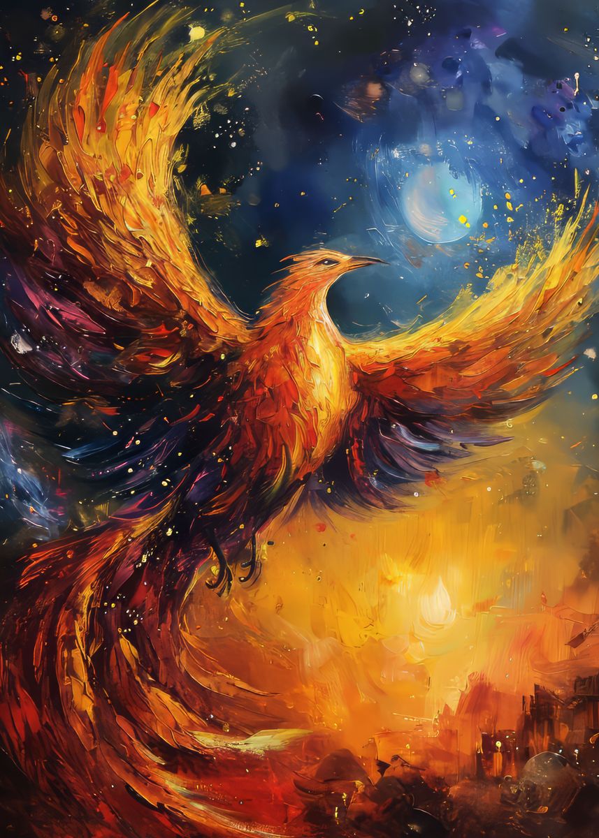 'Phoenix Moonlight' Poster, picture, metal print, paint by Tollaru ...