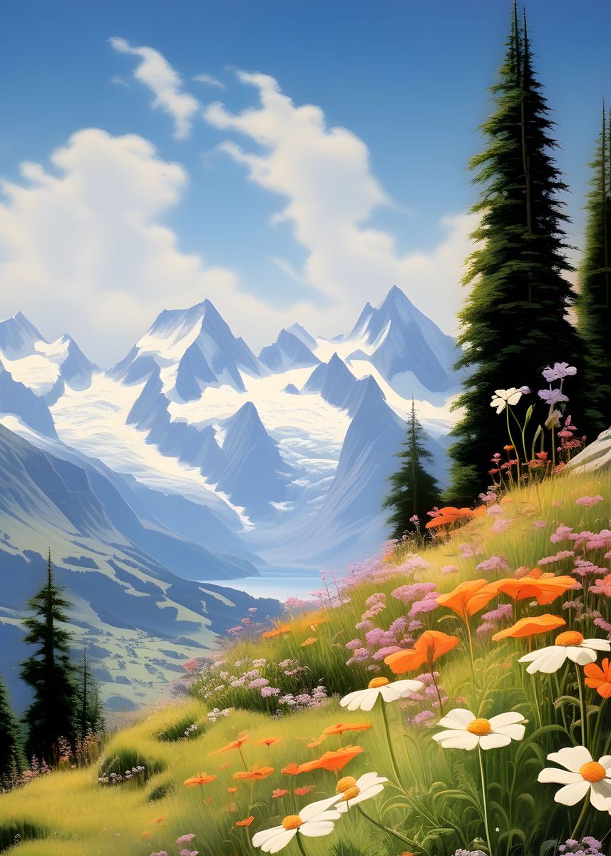 'Swiss Flowers' Poster, picture, metal print, paint by vandervisuals ...