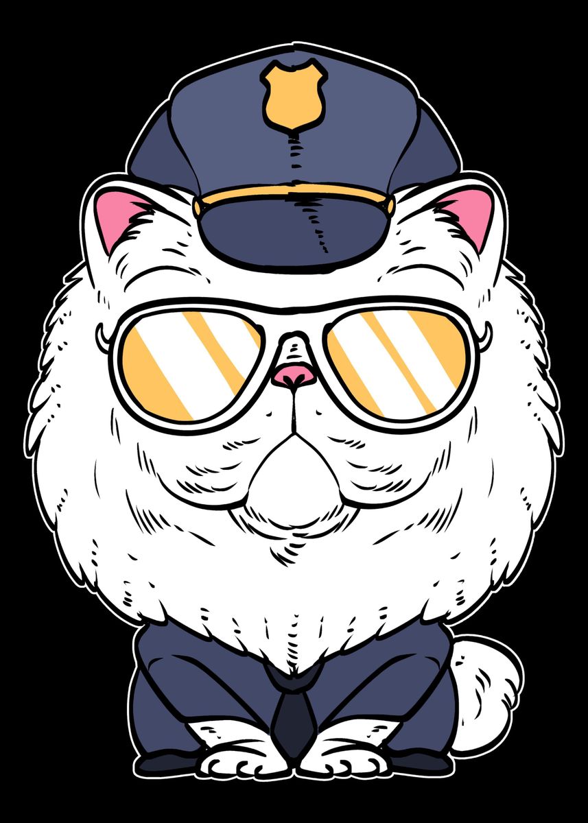 'Cat Police Officer Cop Or ' Poster, picture, metal print, paint by ...
