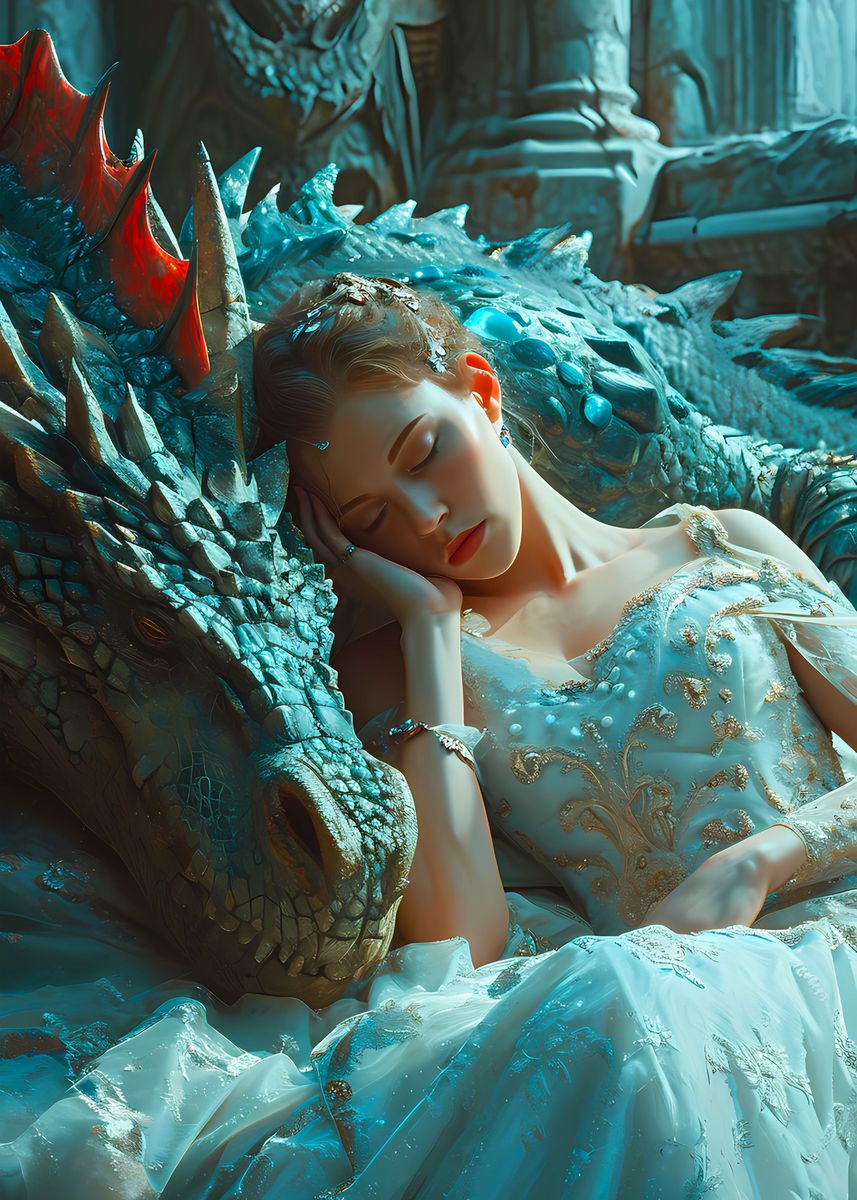 'Dragon Girl' Poster, picture, metal print, paint by Span Ouli | Displate