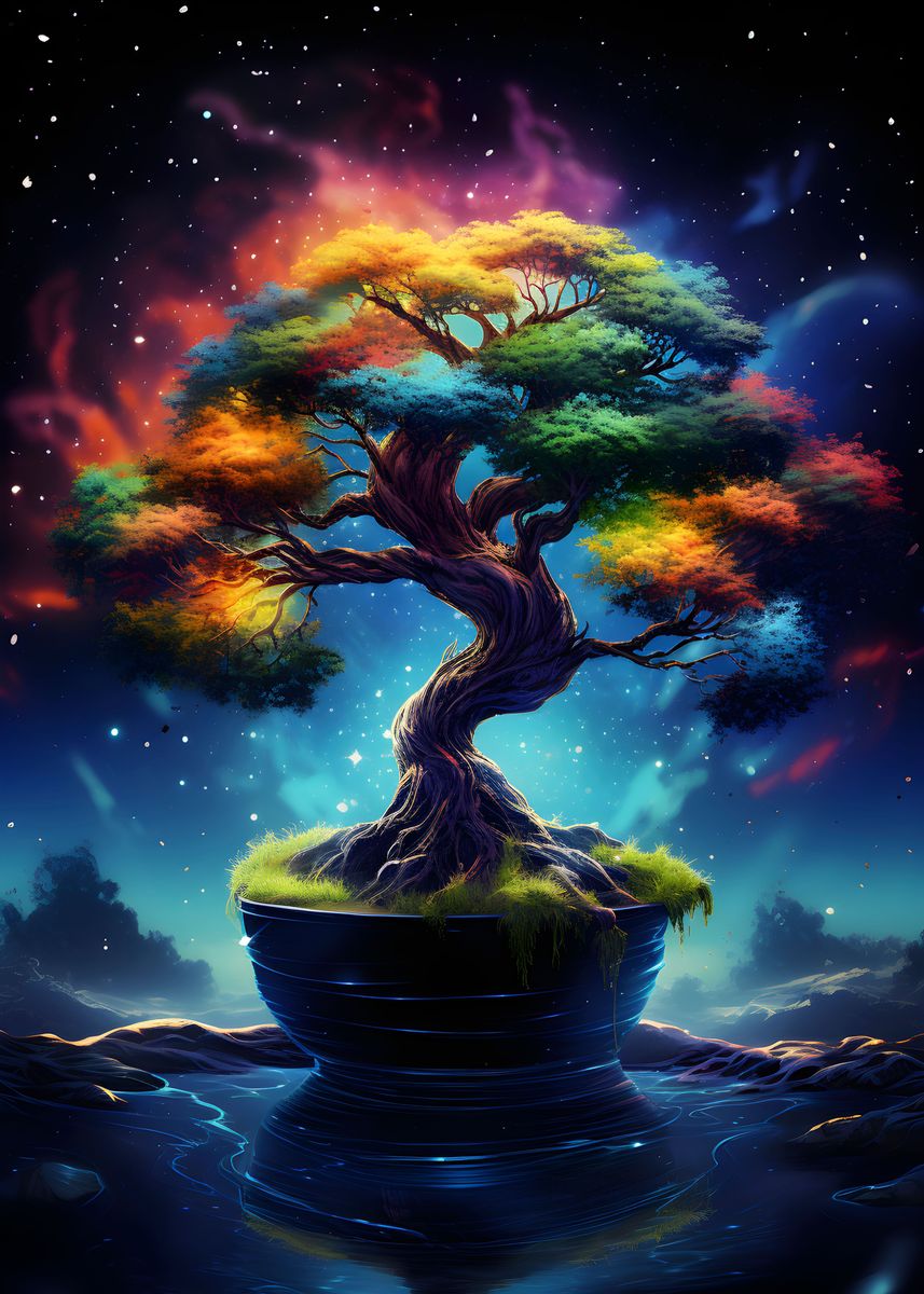'Cosmic Bonsai' Poster, picture, metal print, paint by OTASTD | Displate