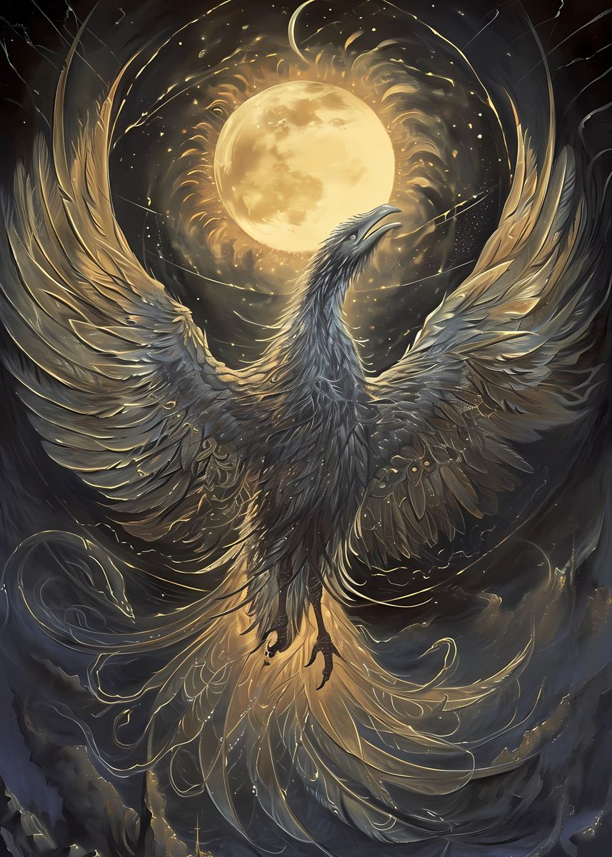 'Lunar Phoenix' Poster, picture, metal print, paint by Winston Cena ...
