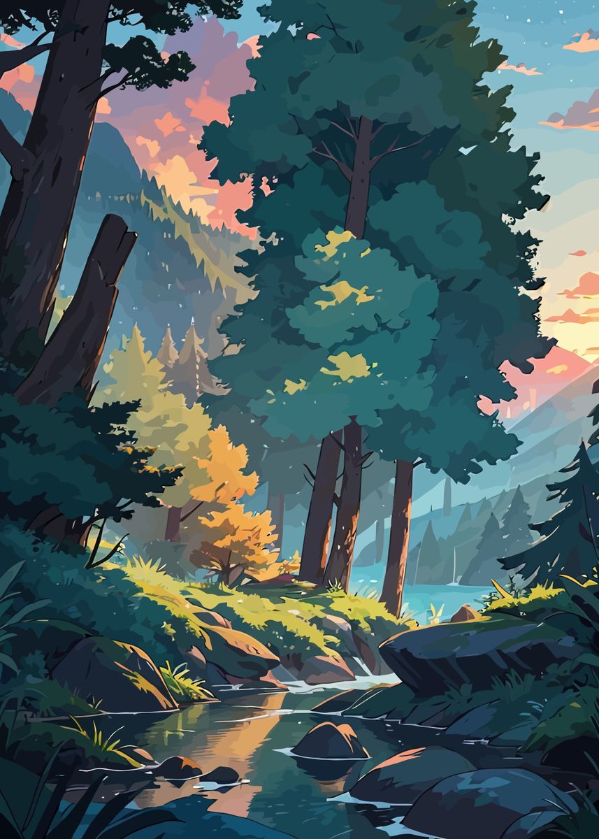 'Brook' Poster, picture, metal print, paint by Naui Art | Displate