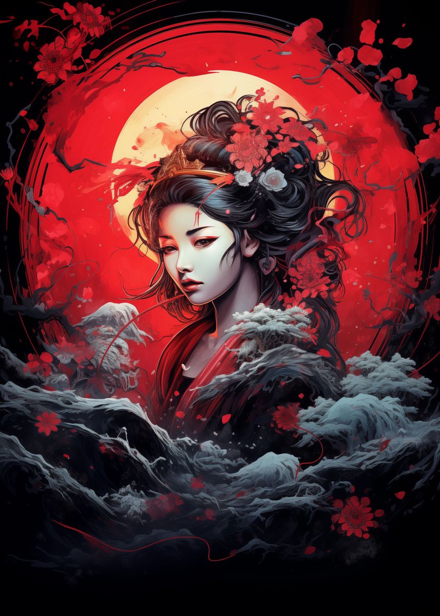 'Japanese Traditional Girl' Poster, picture, metal print, paint by ...