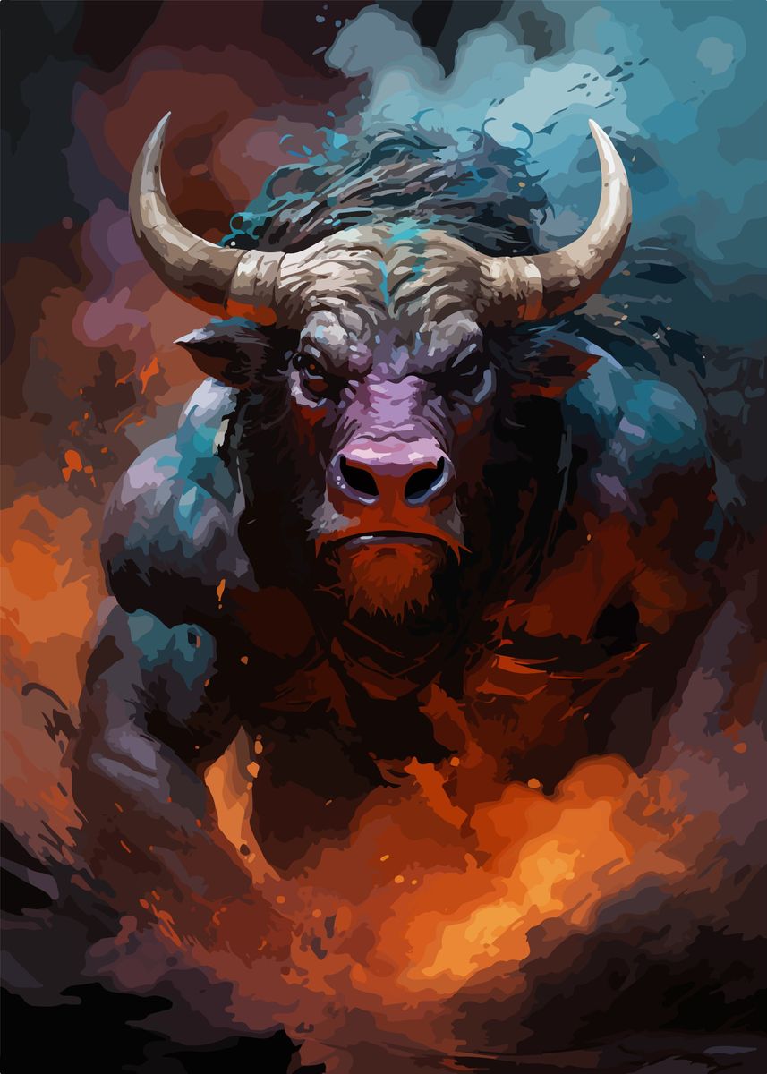 'Myth Minotaur Watercolor' Poster, picture, metal print, paint by ...