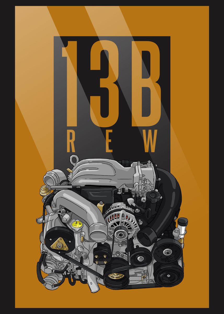 'Mazda RX7 rotary engine' Poster, picture, metal print, paint by ND Fat ...