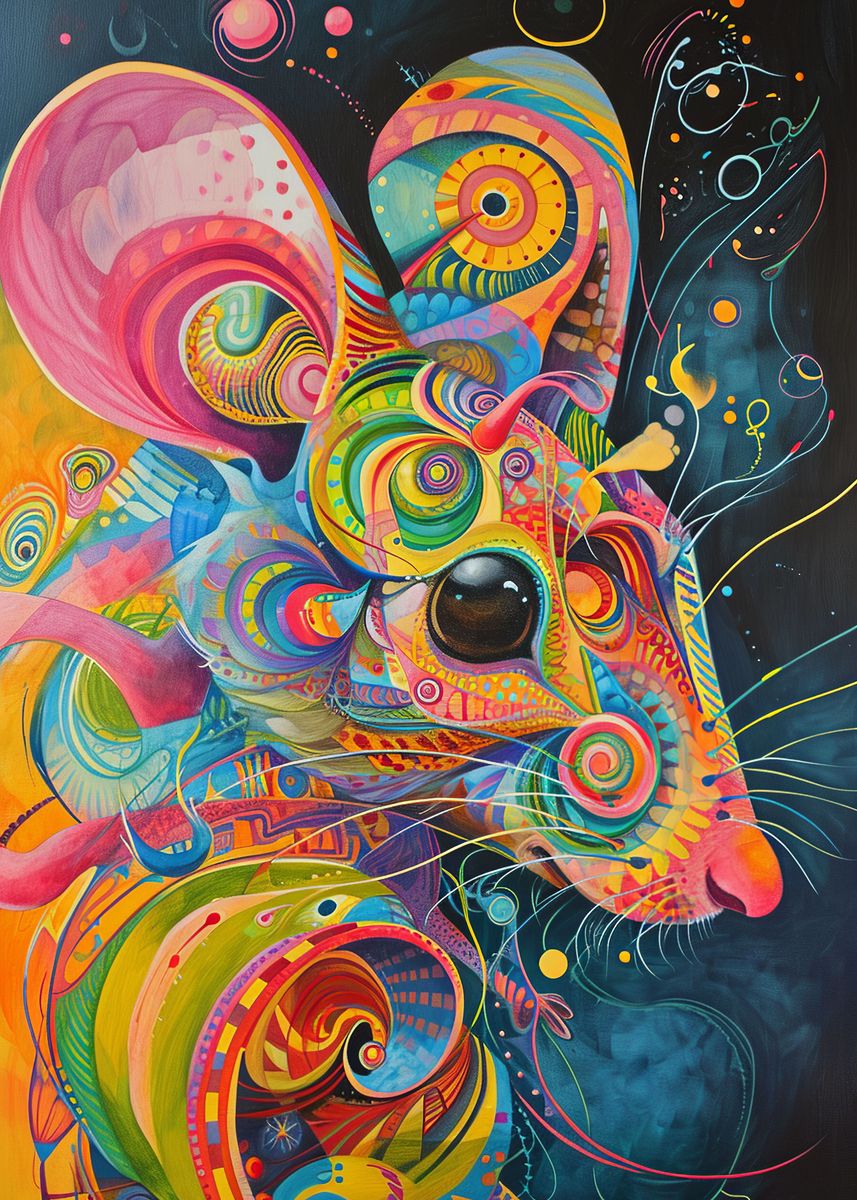 'Psychedelic Mouse' Poster, picture, metal print, paint by Paint ...