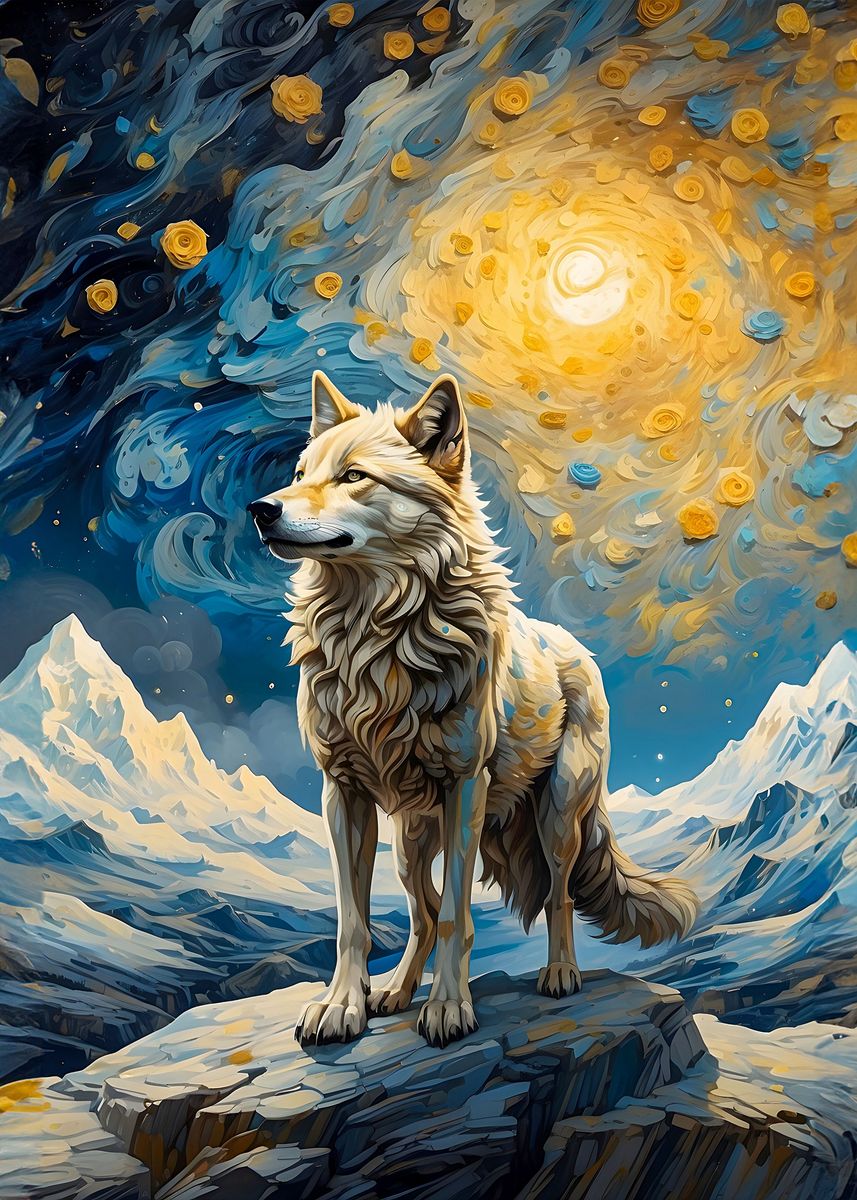 'Wolf Van Gogh' Poster, picture, metal print, paint by Bowie Martyr ...