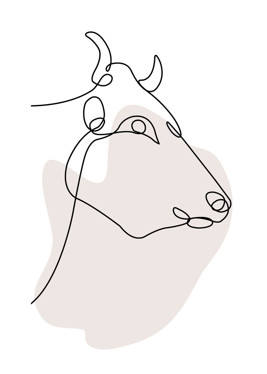 'Cow Line Art Minimal' Poster, picture, metal print, paint by Eline ...