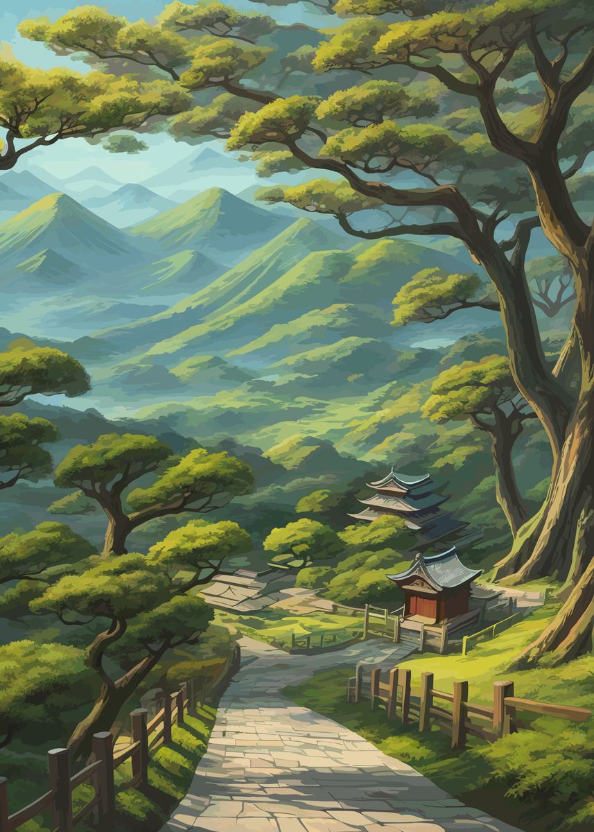 'Landscape' Poster, picture, metal print, paint by upaupe studio | Displate