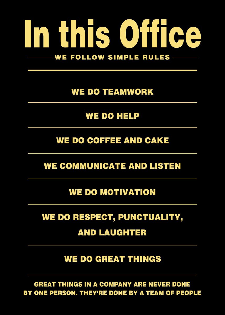 'In This Office We Do' Poster, picture, metal print, paint by QTK ...