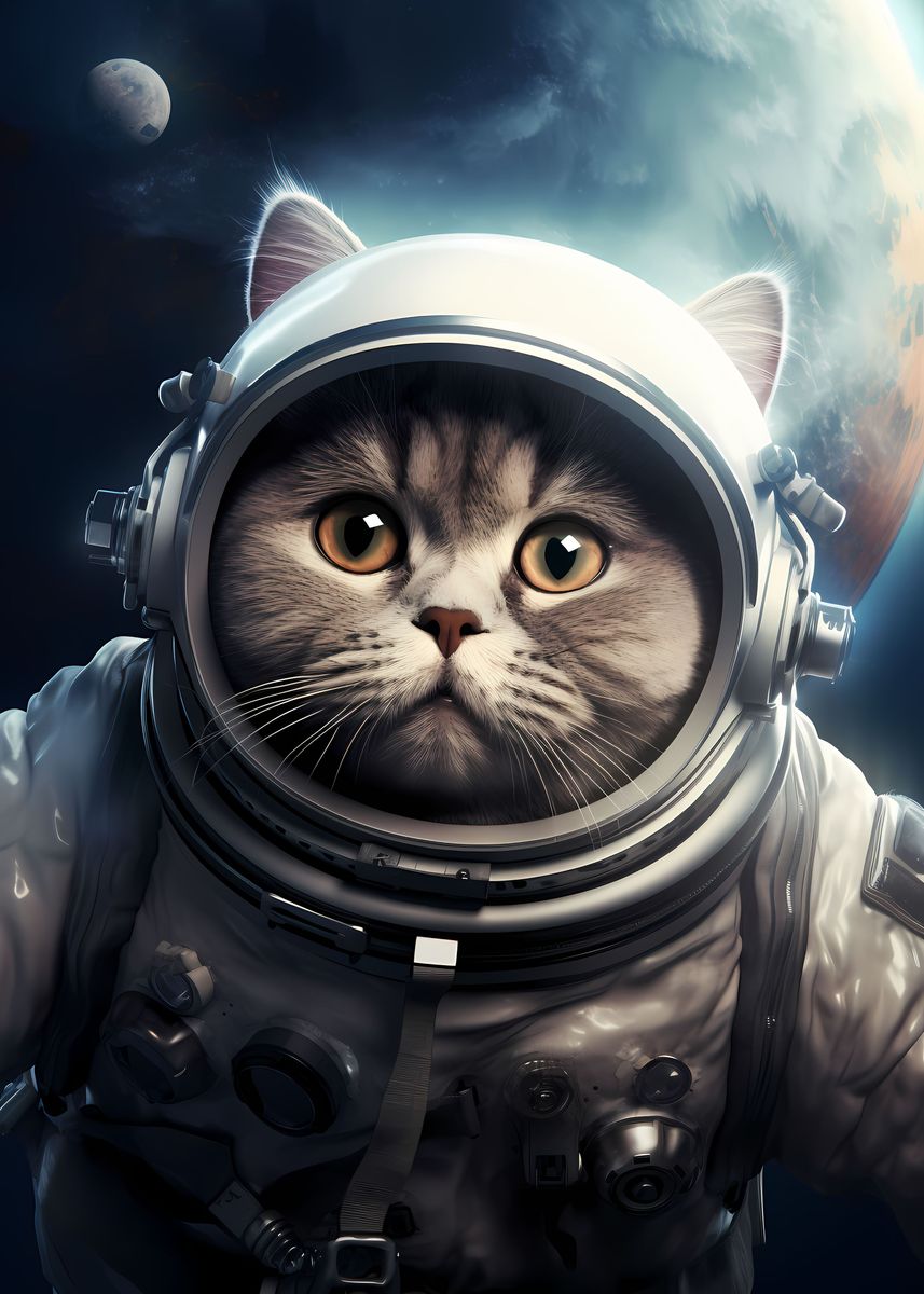 'British Shorthair Cat Nasa' Poster, picture, metal print, paint by ...