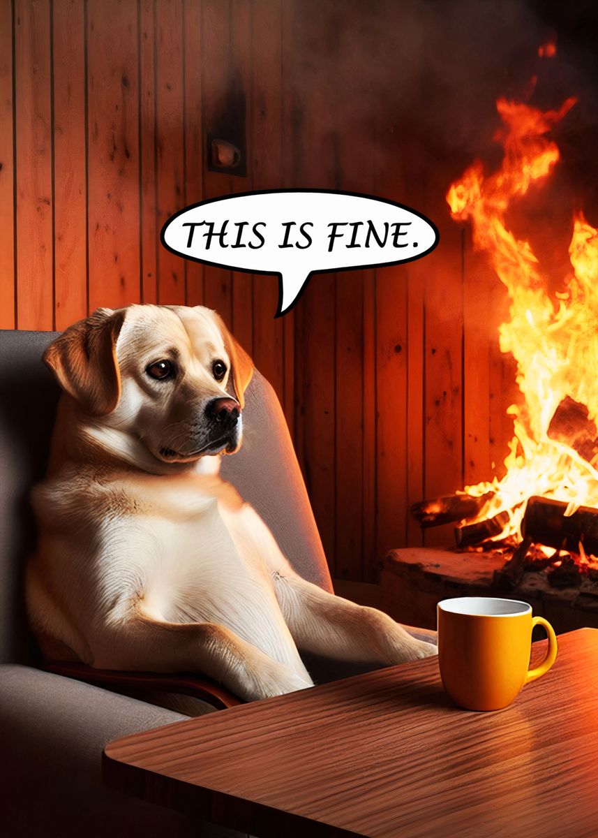 'THIS IS FINE meme' Poster, picture, metal print, paint by Natalie ...