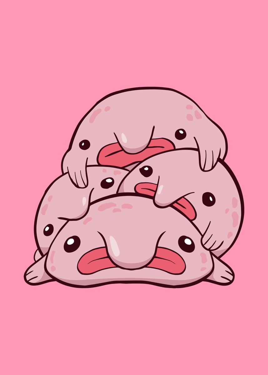 'Kawaii Blobfish Pile' Poster, picture, metal print, paint by ...