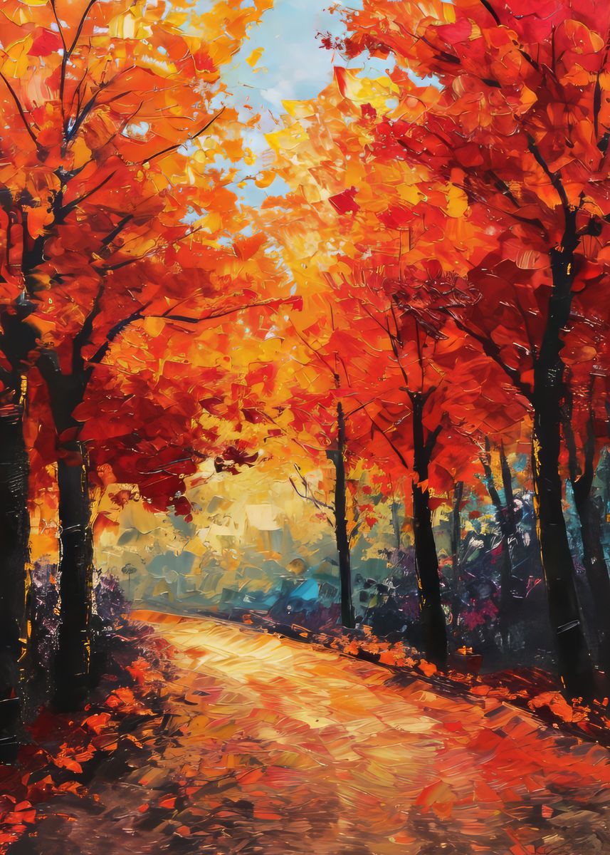 'Autumn Tree' Poster, picture, metal print, paint by Tollaru | Displate